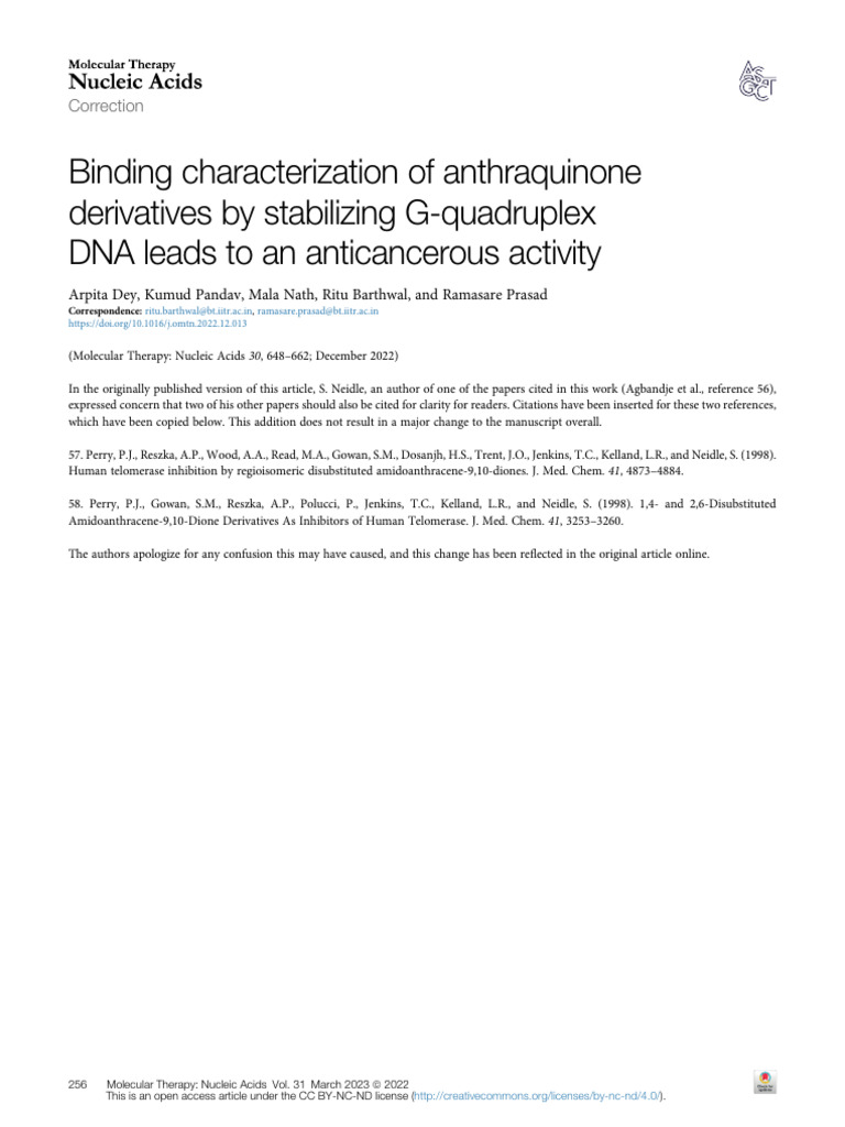 Binding Characterization of Anthraquinone Derivati | PDF