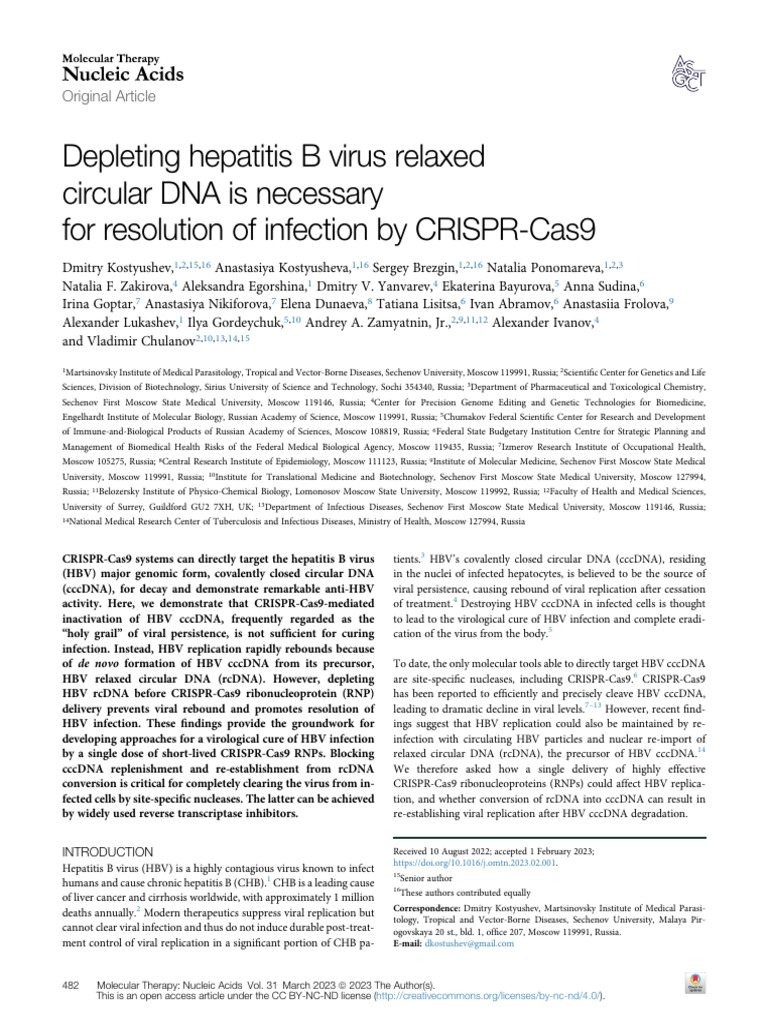 Depleting Hepatitis B Virus Relaxed Circular DNA I | PDF | Hepatitis B ...