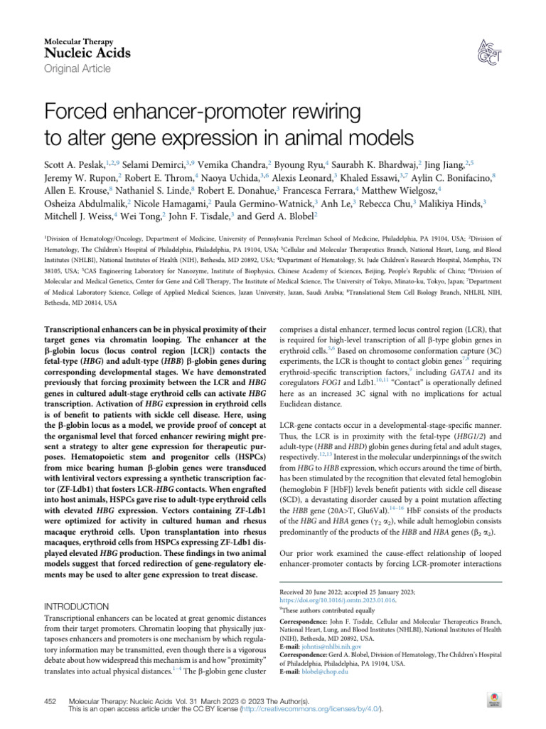 Forced Enhancer Promoter Rewiring To Alter Gene Ex | PDF | Gene ...