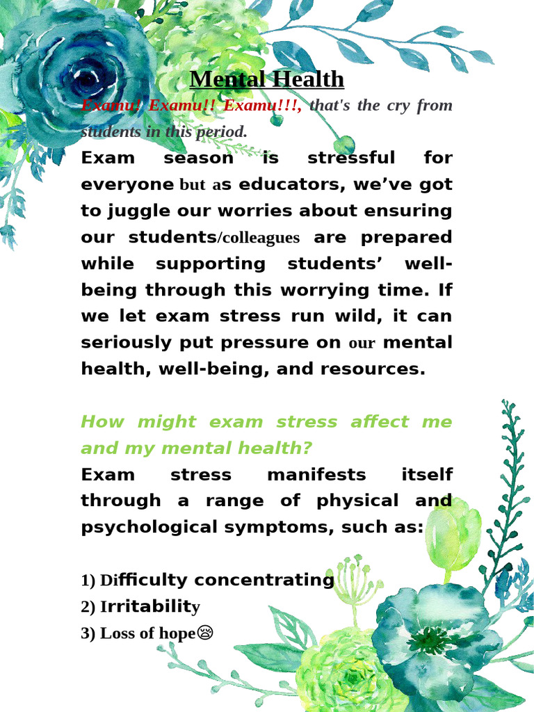 Mental Health | PDF | Stress (Biology) | Mental Health