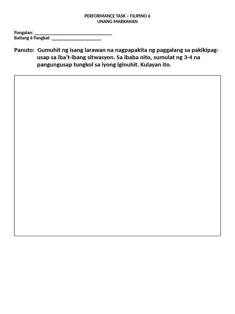 q1 Performance Task Filipino 6 | PDF