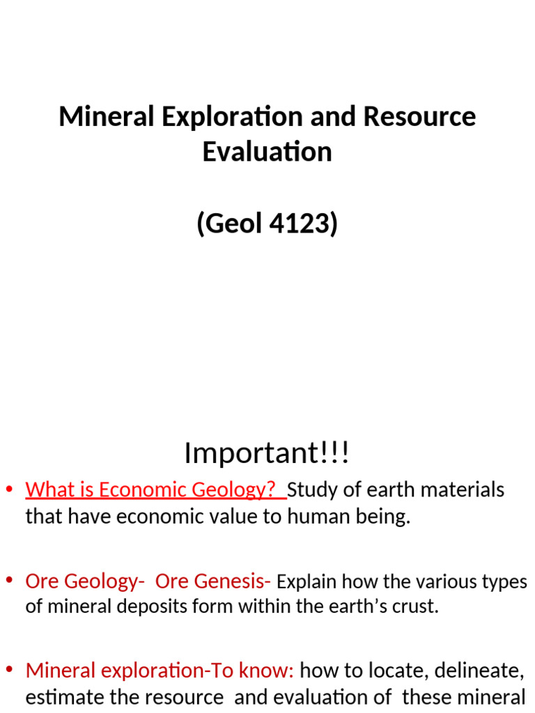 Mineral Exploration Fundamentals | PDF | Ore | Mining