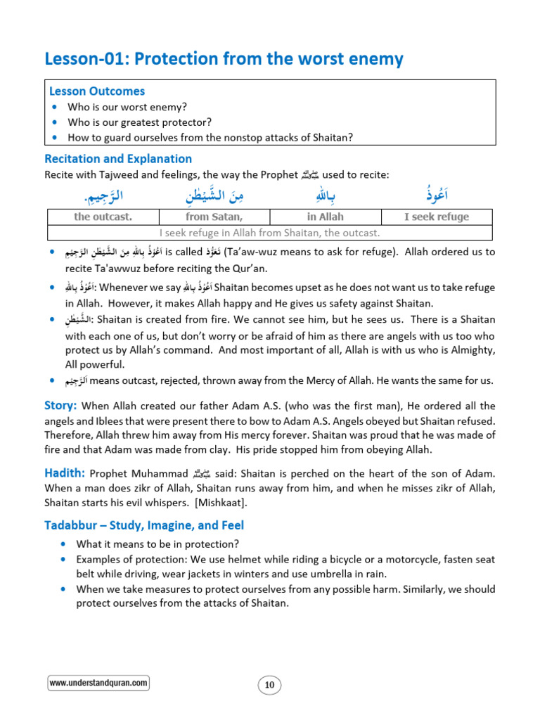 Book-4 L1-Protection From The Worst Enemy | PDF | God In Islam ...