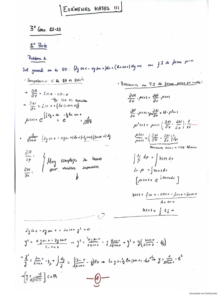 Soluciones Examen EDO - 1 | PDF