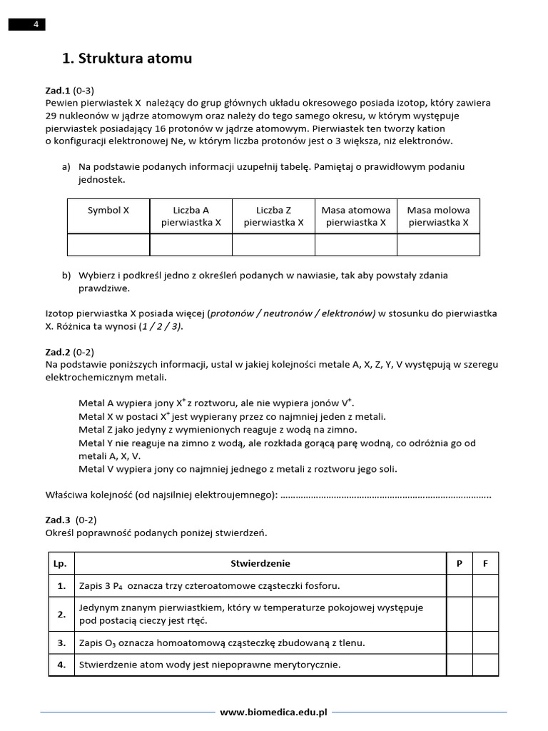 Budowa Atomu Bio | PDF