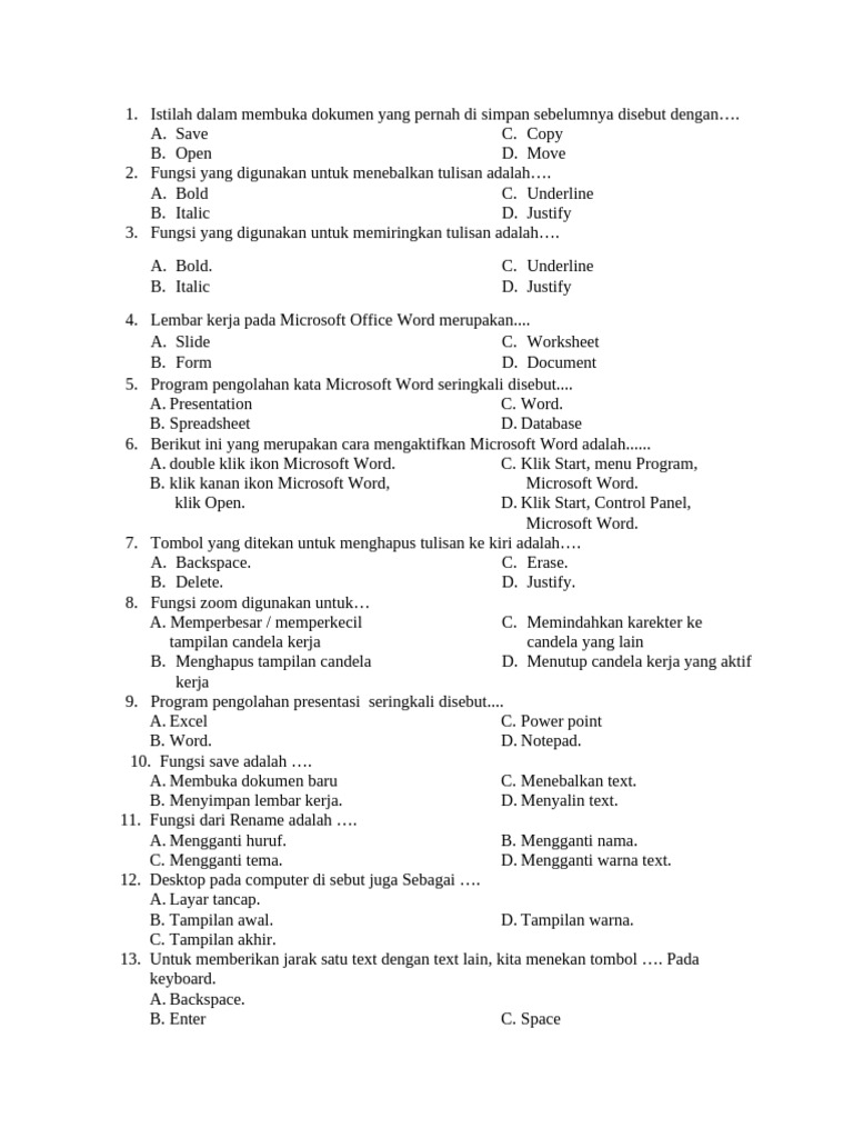Soal Pas Ganjil Informatika Kelas 8 | PDF