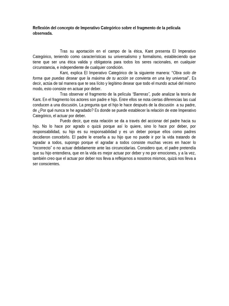 Imperativo Categórico en "Barreras" | PDF