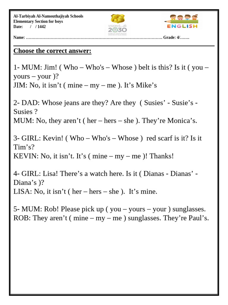 Unit 7 Lesson 4 Worksheet | PDF