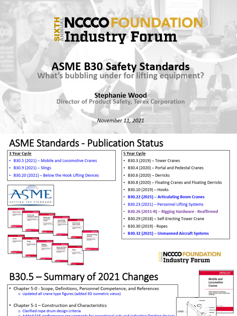 IF21 Session 11 Stephanie Wood ASME B30 Safety Standards | PDF | Crane ...