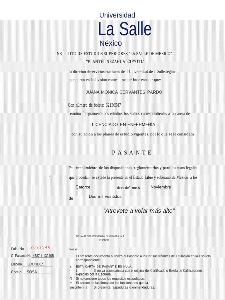 Carta Pasante La | PDF