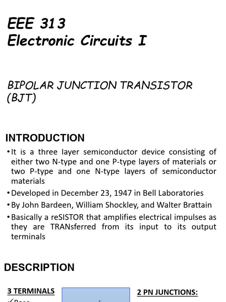 EEE 313 - LECTURE 5i | PDF | Bipolar Junction Transistor | P–N Junction