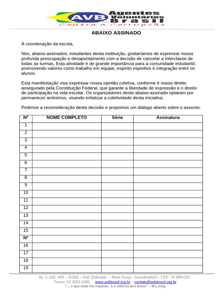 Modelo Abaixo Assinado Avb | PDF