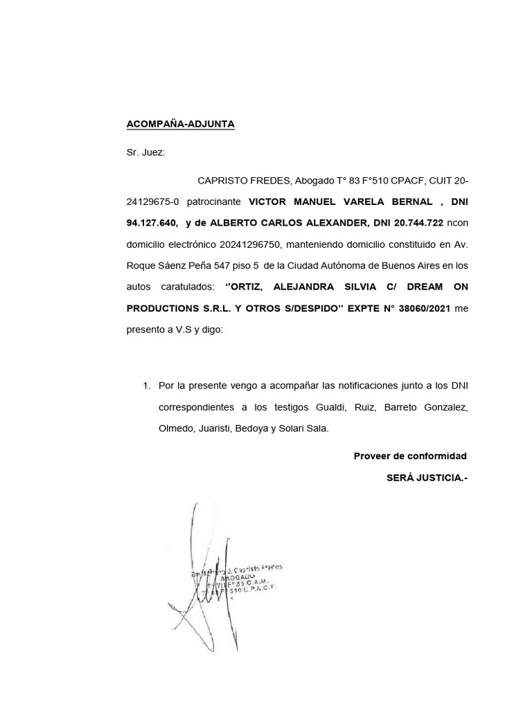 Acompaña-Adjunta Escrito Simple | PDF