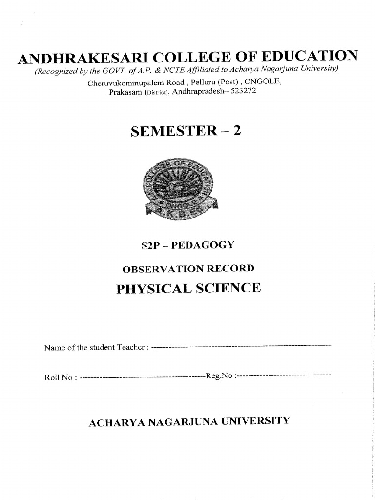 B.ed 2nd Semester Observation Paper | PDF