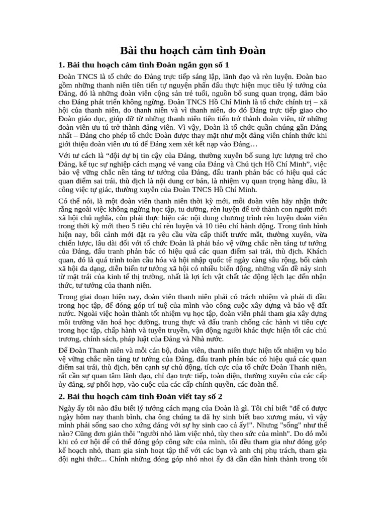 Bai Thu Hoach Cam Tinh Doan | PDF