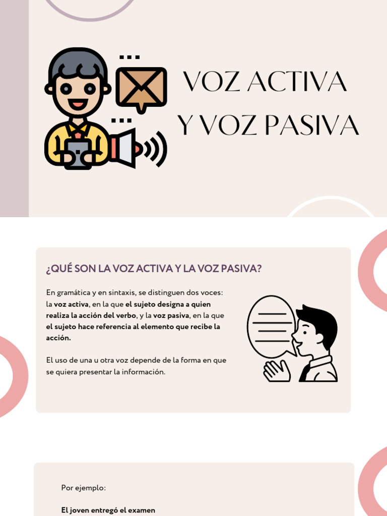 Sesión 9 Voz Activa y Voz Pasiva | PDF | Verbo | Asunto (gramática)