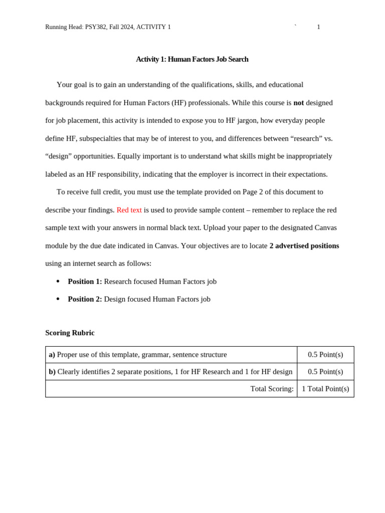 PSY 382 Activity 1 Template 6sep2024 | PDF | Usability | Human Factors And Ergonomics