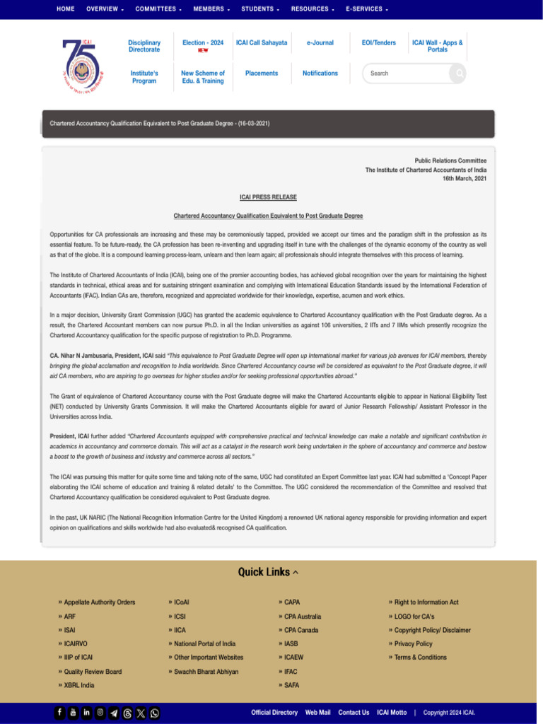 ICAI - The Institute of Chartered Accountants of India | PDF ...