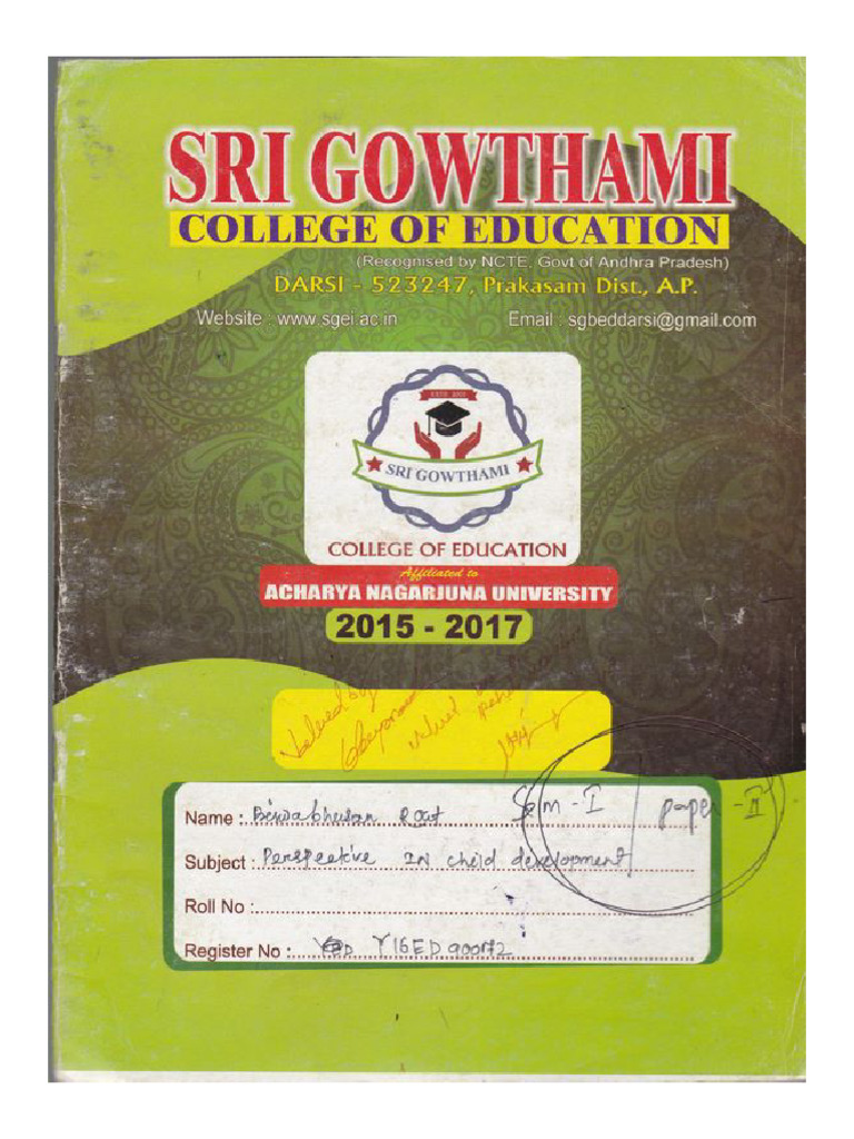 Perspective in Child Development Bed 1st Semester Practical | PDF