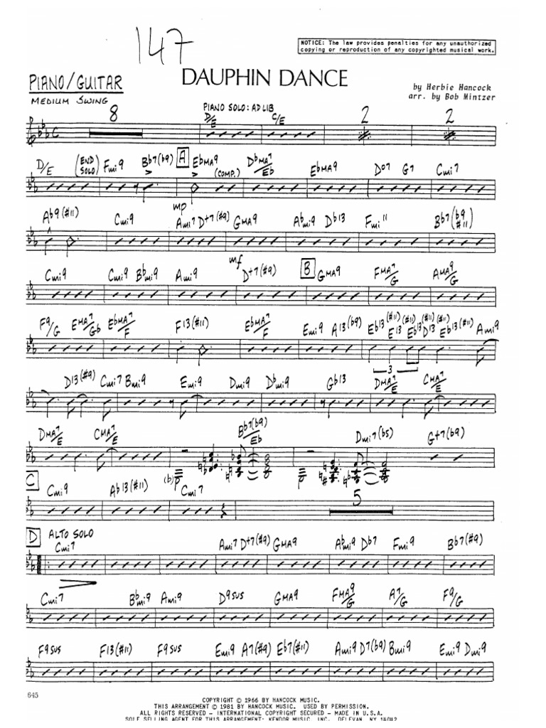 Dolphin Dance - Piano:Guitar | PDF