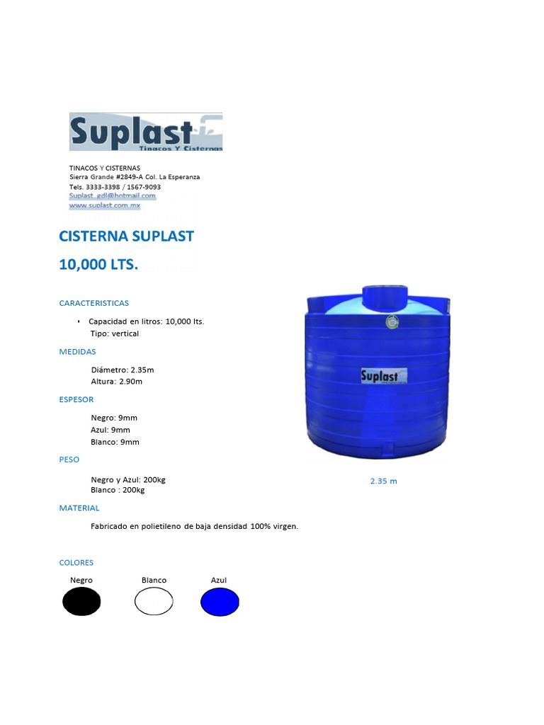 Cisterna Suplast 10000 Lts | PDF