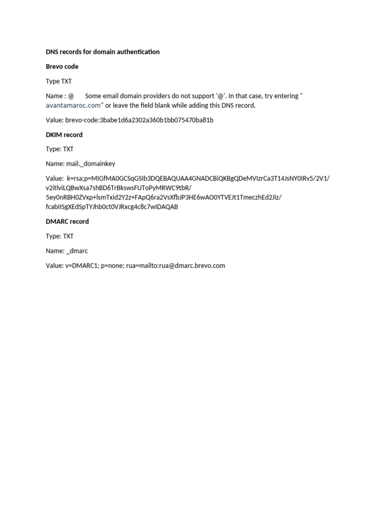 Brevo Set-Up Avanta Maroc | PDF