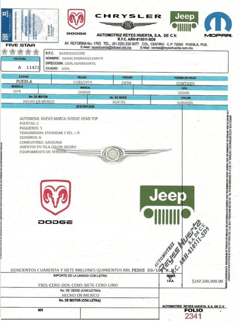 Factura Dodge | PDF