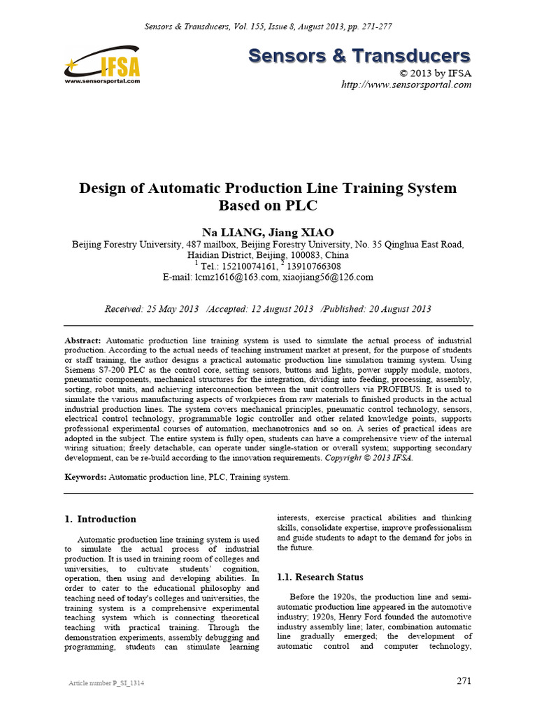 Automatic Production Line Training System | PDF | Valve | Programmable Logic Controller