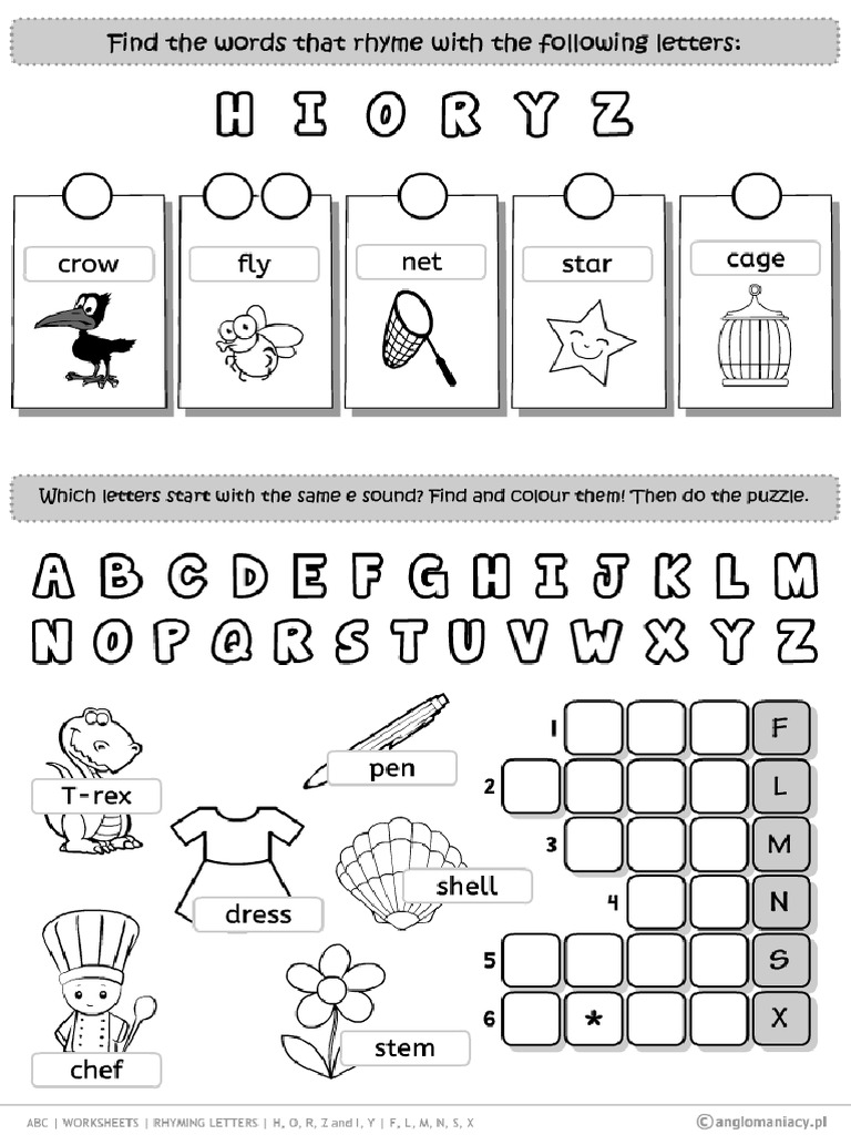 Grammar Worksheets Abc Rhyming Letters 3 | PDF