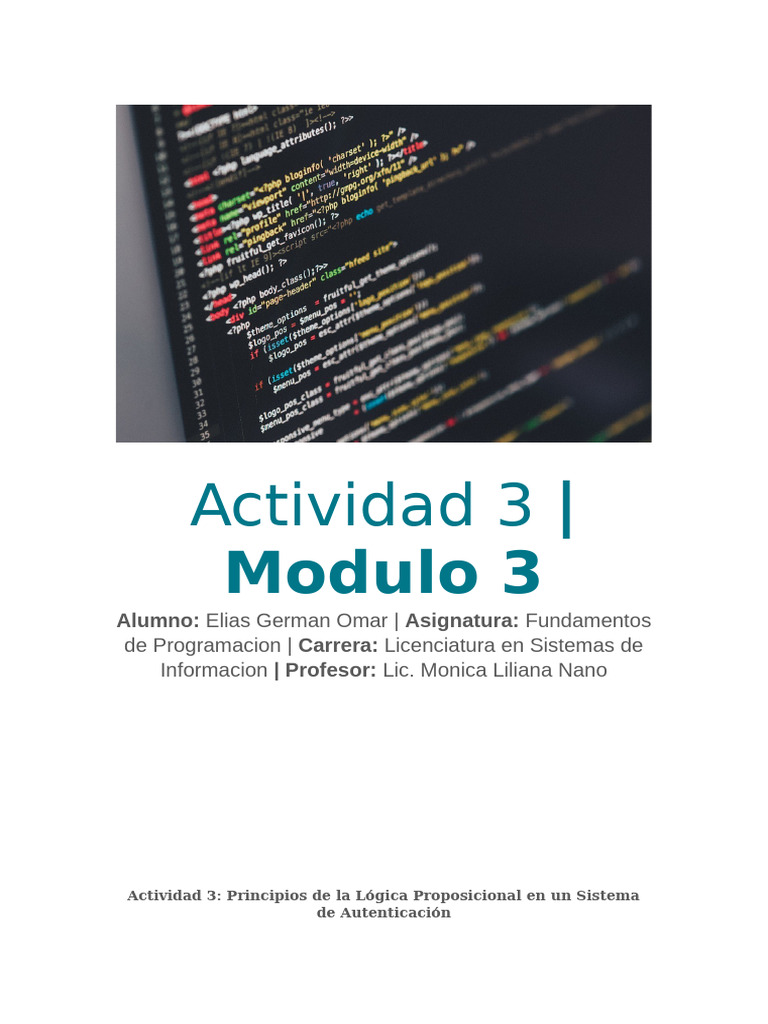 Actividad3 Modulo3 | PDF | Proposición | Autenticación