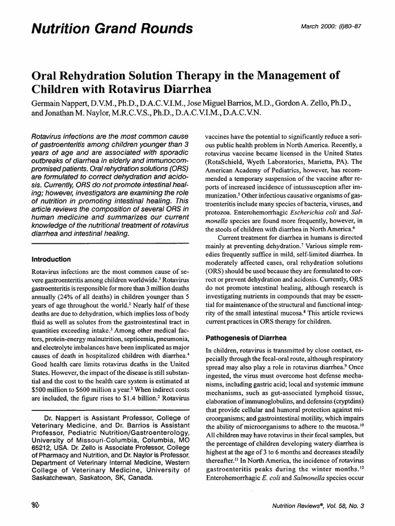 Nutrition Reviews - 2009 - Nappert - Oral Rehydration Solution Therapy ...