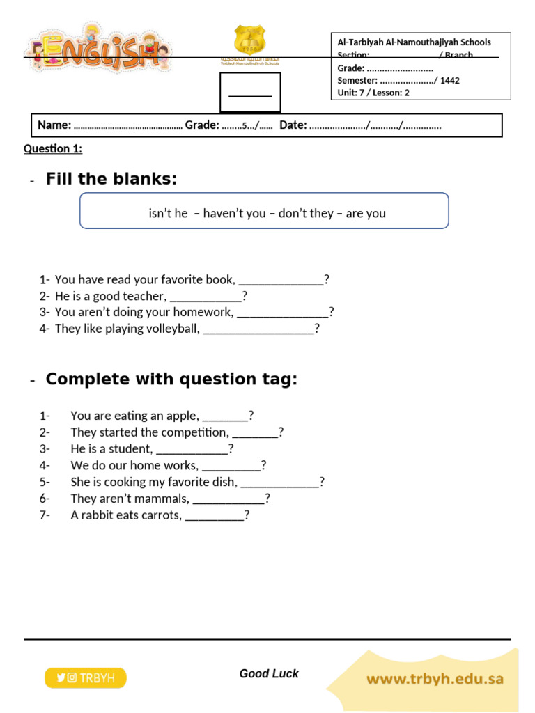 Worksheet U7 L2 | PDF