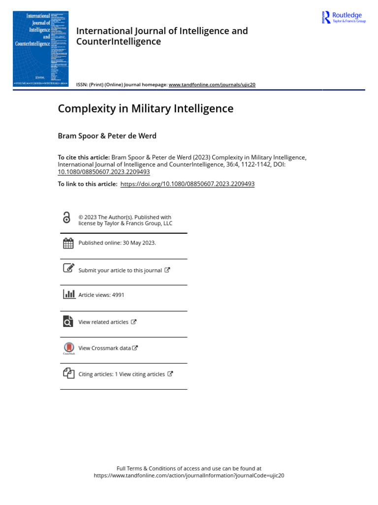 Complexity in Military Intelligence | PDF | Intelligence | System