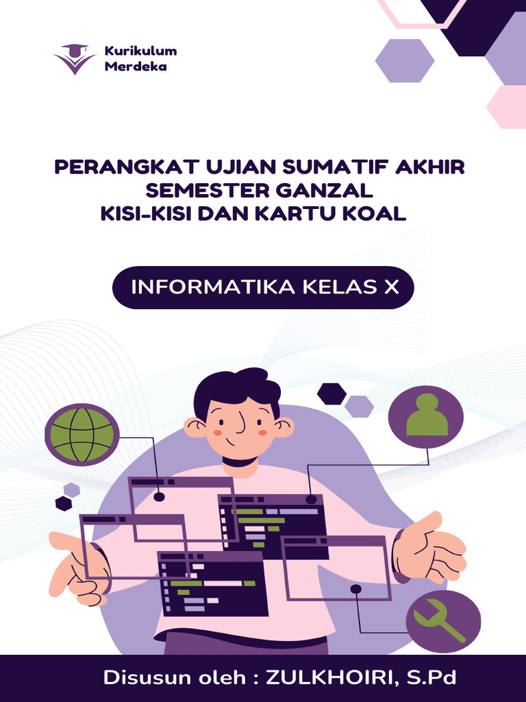 Modul Pembelajaran Informatika Sampul Buku Ungu Ilustratif | PDF