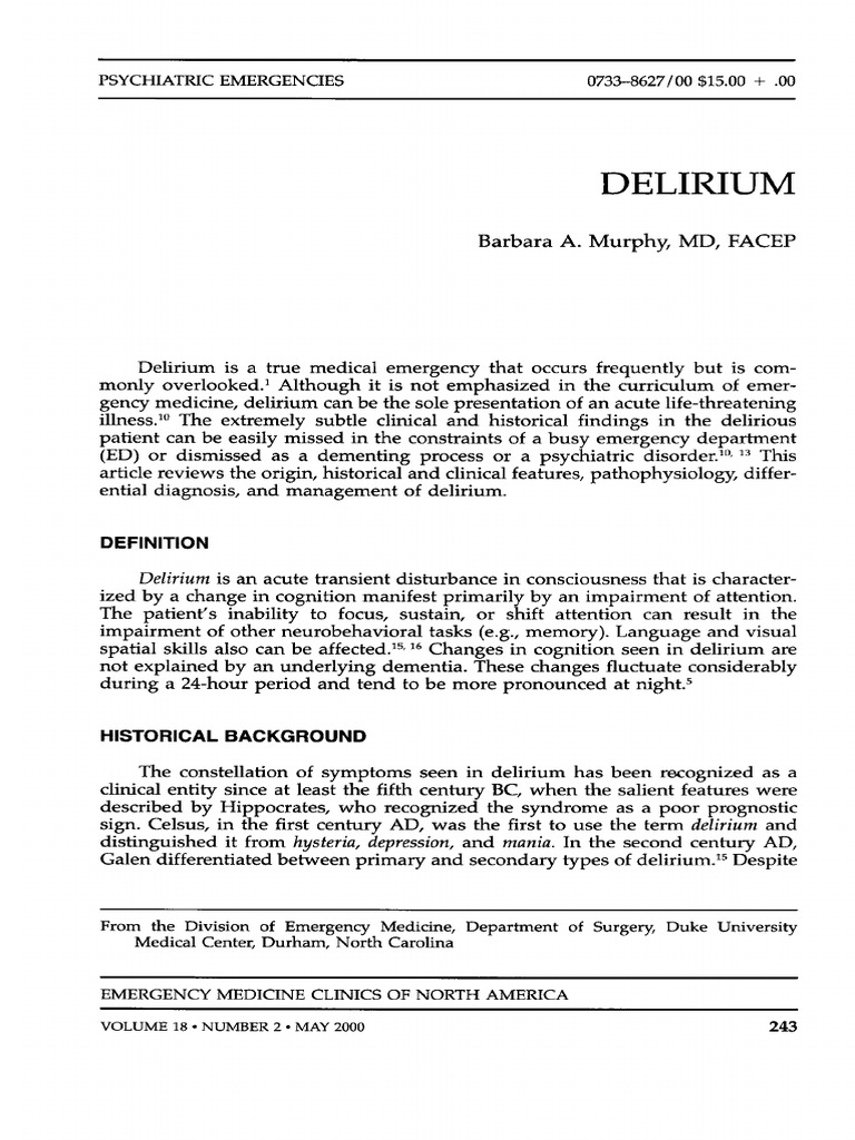 DELIRIUM | PDF | Dementia | Medical Diagnosis