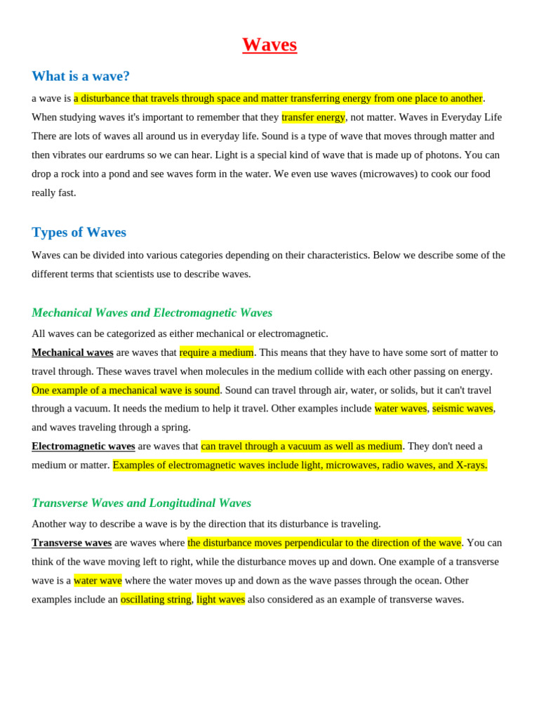 Waves 1 | PDF | Waves | Wavelength