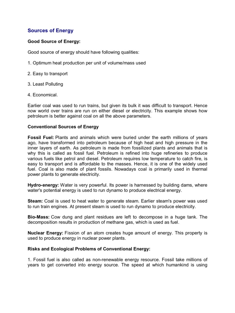 Sources of Energy | PDF | Energy Development | Fuels