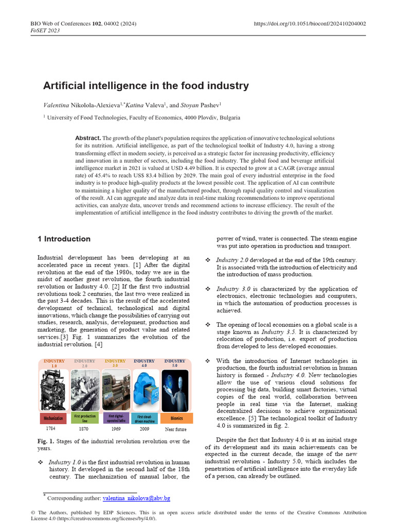 AI Transformations in Food Industry | PDF | Artificial Intelligence ...