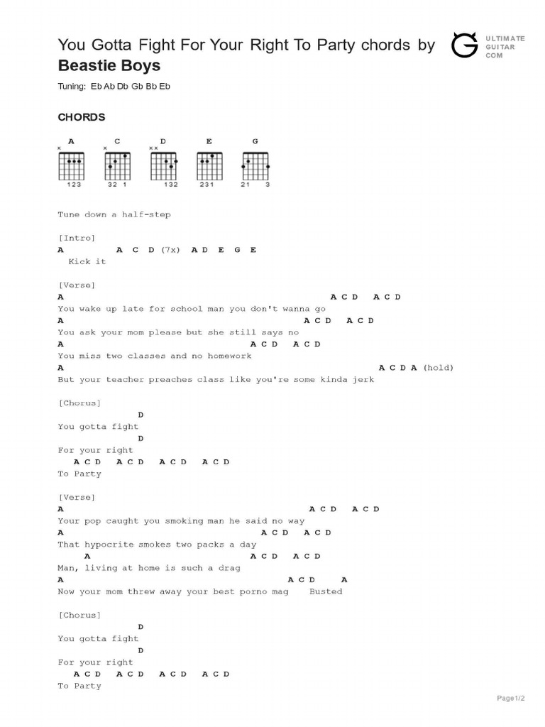 You Gotta Fight For Your Right To Party Chords | PDF