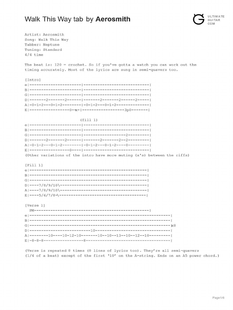 Walk This Way Tab | PDF