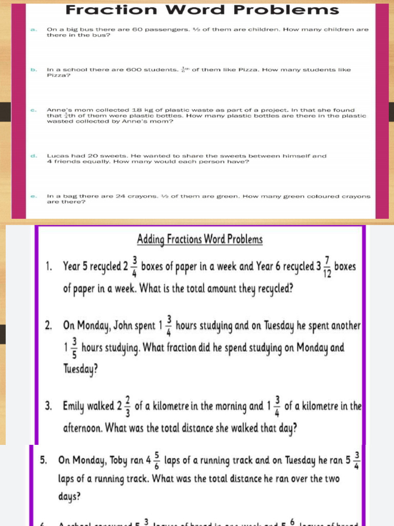 Fraction Word Problems | PDF