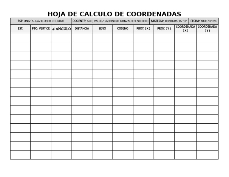 Tabla de Topografia | PDF