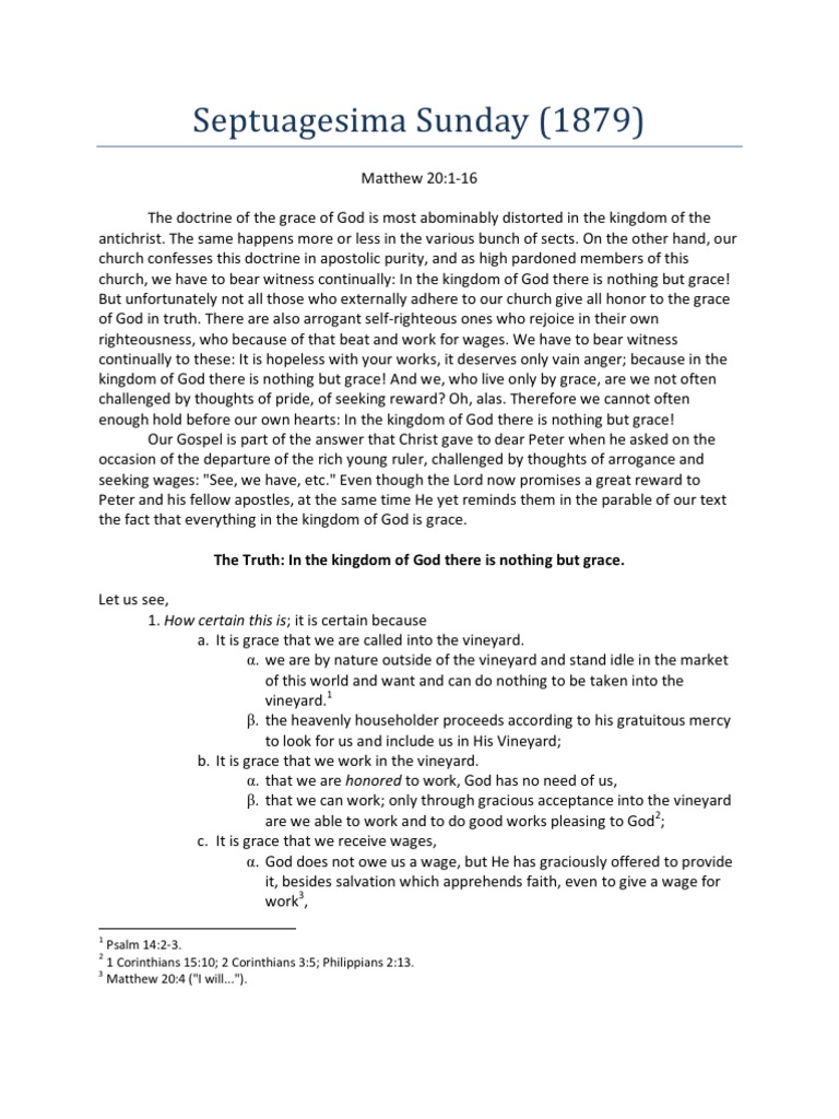 Septuagesima Sunday (1879) | PDF | Saint Peter | Grace In Christianity