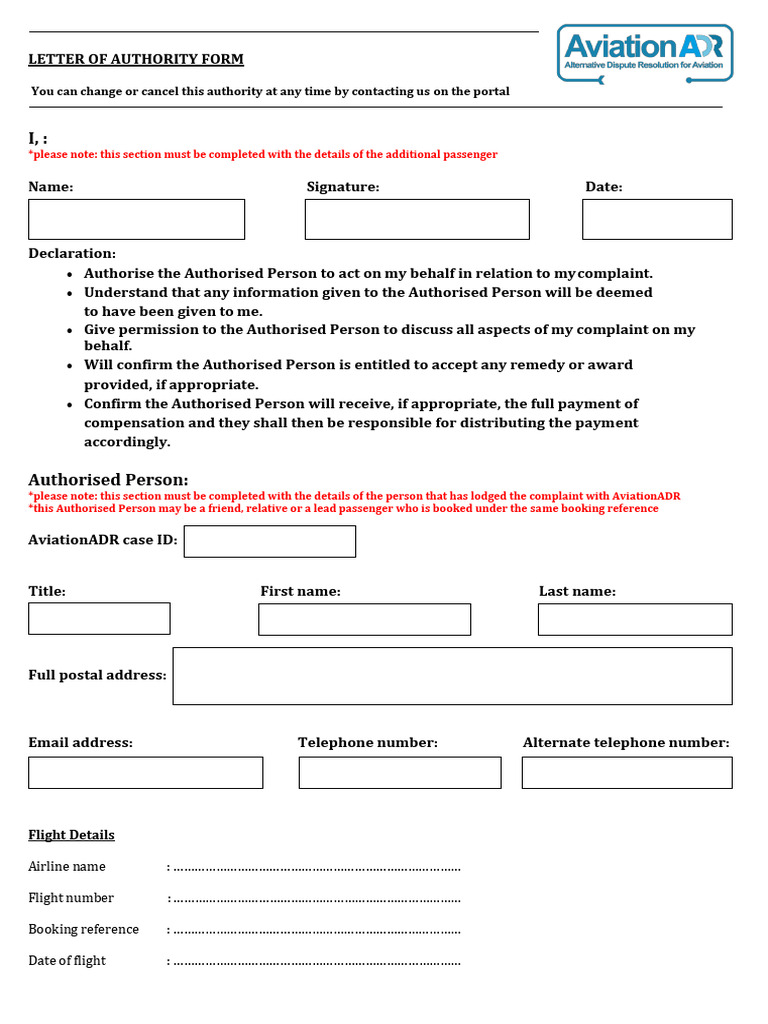 Letter of Authority Aviation | PDF