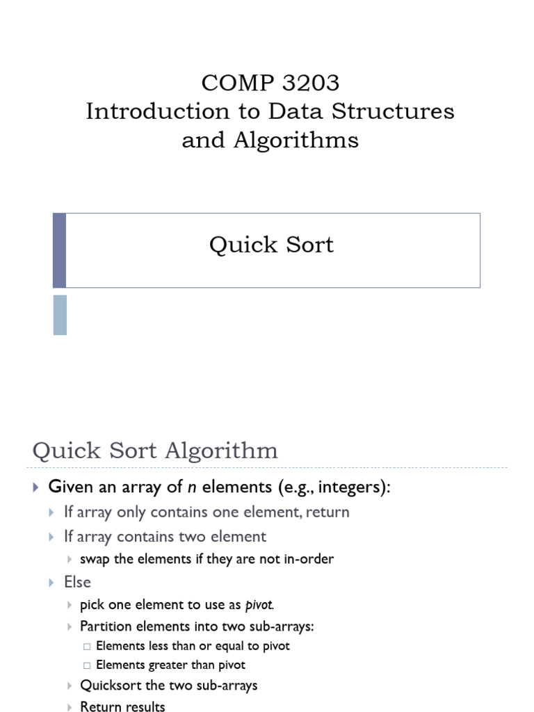 Lecture 8 - Quick Sort | PDF | Algorithms | Theoretical Computer Science