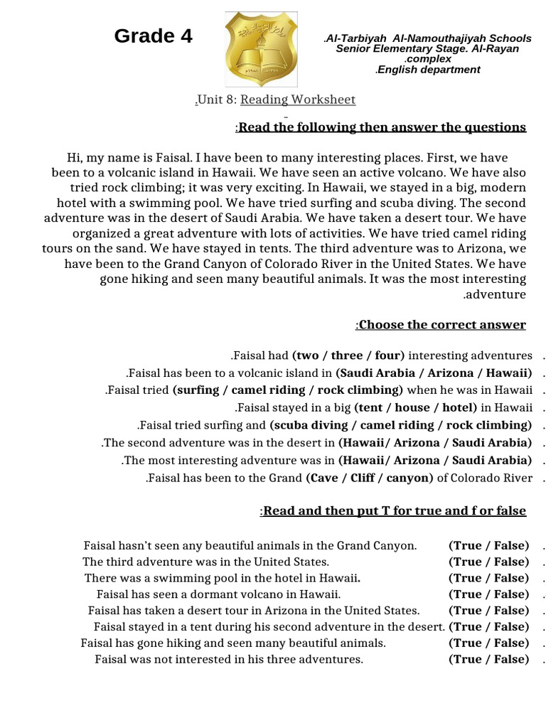 Grade 4 Unit 8 Lesson 5 | PDF | Desert