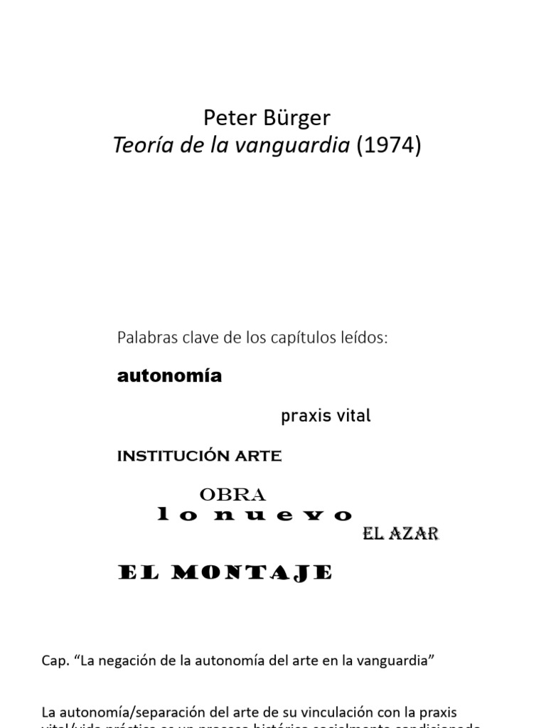 Teoría de la Vanguardia de Peter Bürger | PDF | Vanguardia | Surrealismo