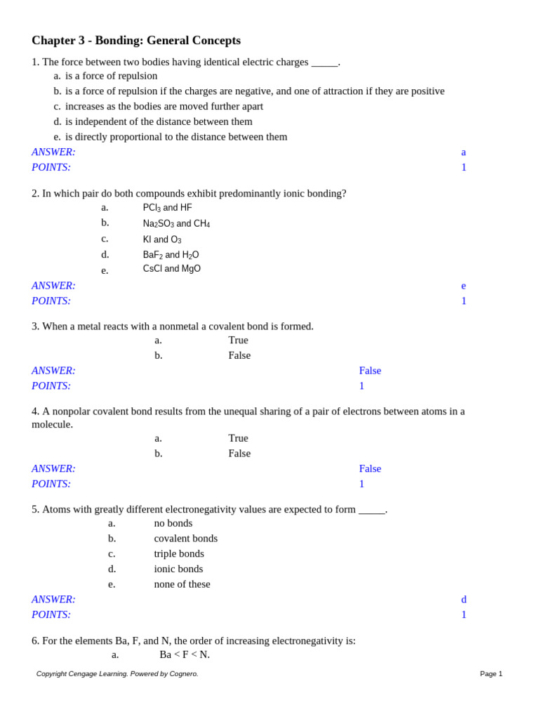 Chapter 3 Bonding General Concepts | PDF | Chemical Bond | Ionic Bonding