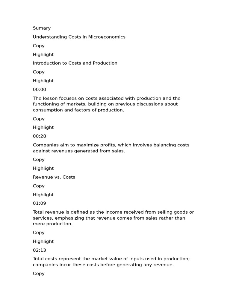2 - Fundamentals of Microeconomics 2 Costs, Market Equilibrium | PDF ...