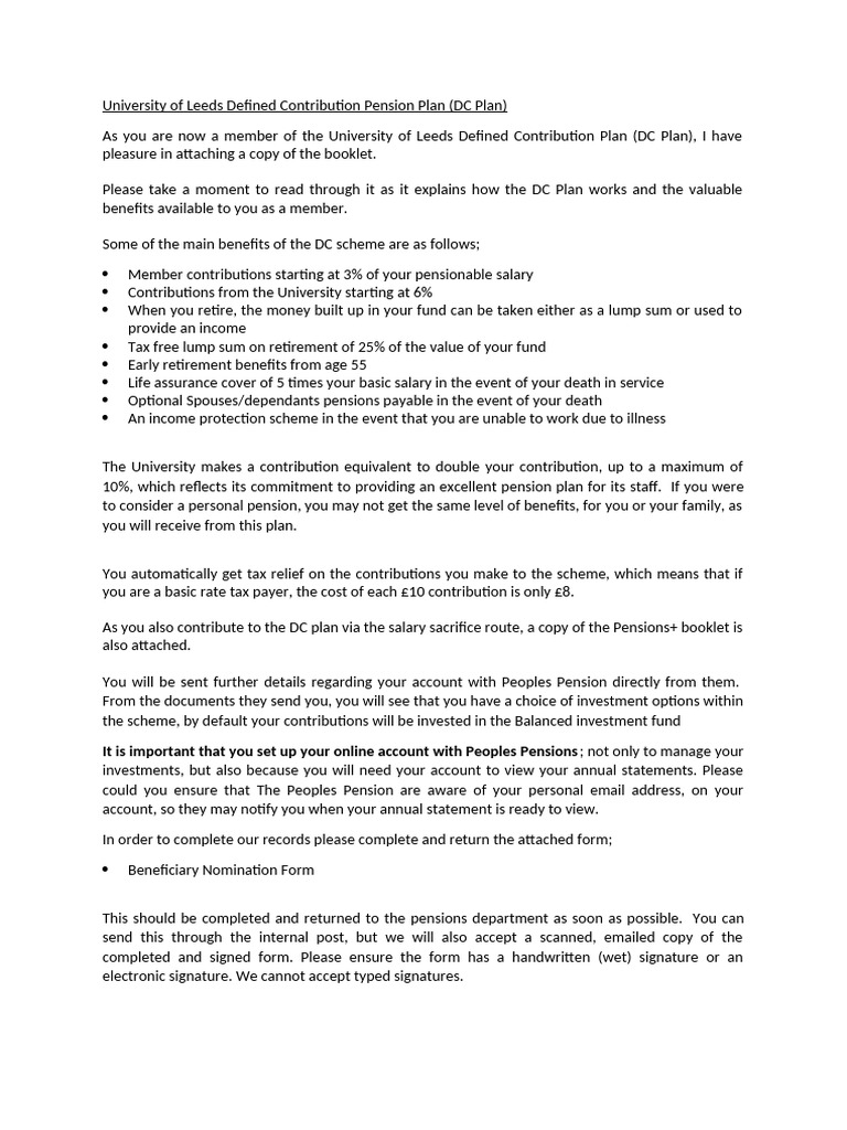 DC Pensions Booklet | PDF | Pension | Defined Benefit Pension Plan